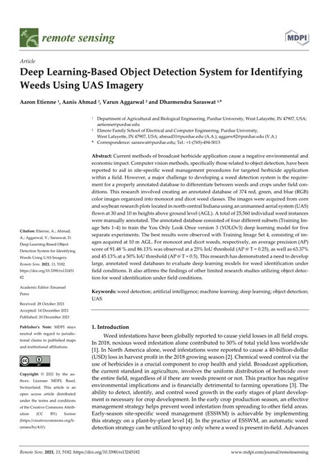 Pdf Deep Learning Based Object Detection System For Identifying Weeds