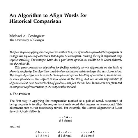 An Algorithm To Align Words For Historical Comparison Acl Anthology