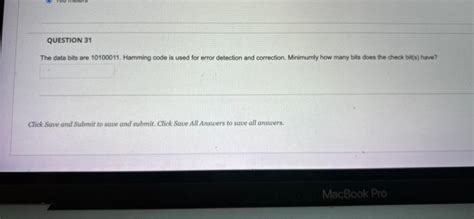 Solved Question 31 The Data Bits Are 10100011 Hamming Code