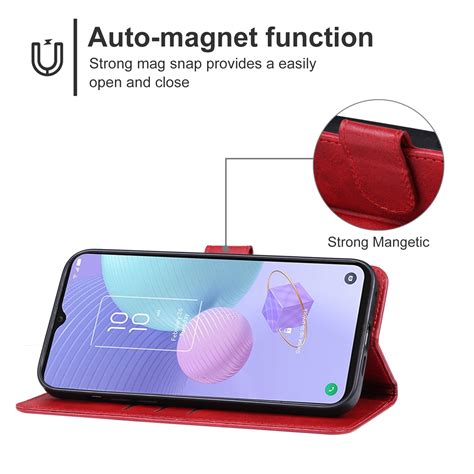 For TCL 405 406 T506D Leather Phone Case Red Alexnld Com
