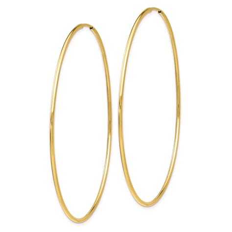 10k Polished Endless Tube Hoop Earrings Unclaimed Diamonds