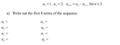 solved a1 1 a2 3 an 1 an−an−1 for n≥2 a write out the first