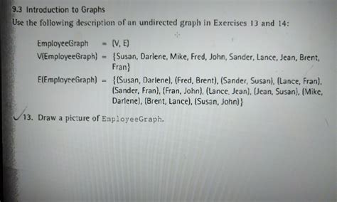 Solved 9 3 Introduction To Graphs Use The Following Chegg Com