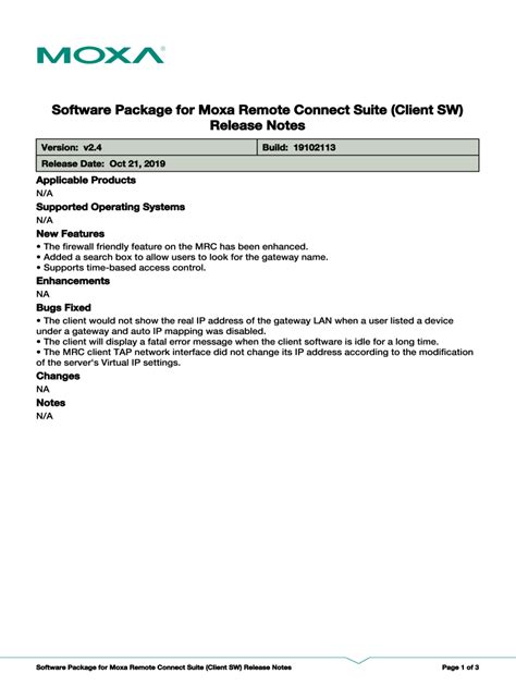 Fillable Online Software Package For Moxa Remote Connect Suite Client