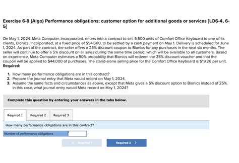 Solved Exercise 6 8 Algo Performance Obligations Customer