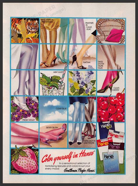 Hanes Color Hosiery 1985 Ad Vintage 80s Legs Illustration — Fetch The