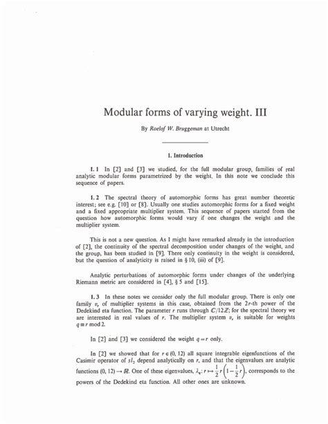 Pdf Modular Forms Of Varying Weights Iii