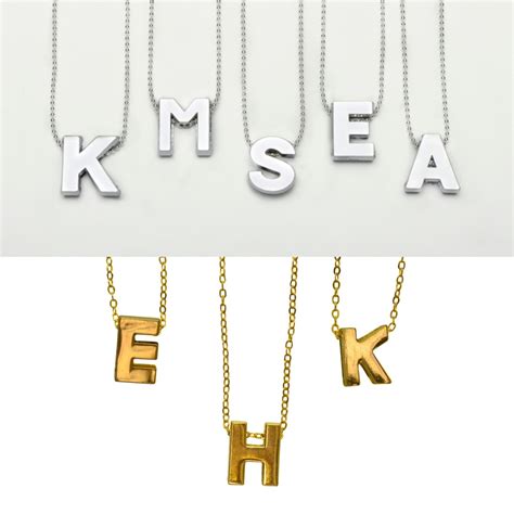 Custom Monogram Initial Necklaces Silvergold Bellechic
