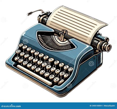 Vintage Typewriter Clip Art Classic Stylized Design With Paper Insert