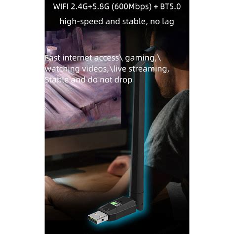 Vezeték Nélküli Adapter Wifi 5 Bluetooth 5 0 Usb Interfész 600 Mbps Pc Hez Laptophoz Asztali