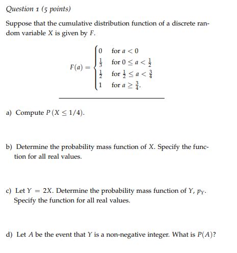 Solved Question Points Suppose That The Cumulative Chegg