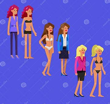 Vector Detailed Character Woman Dressed And Undressed Stock Vector