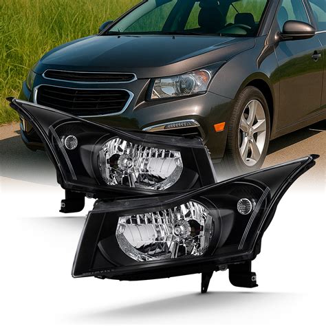 Akkon Front Light For 2011 2015 Chevy Cruze Sedan Black Headlights