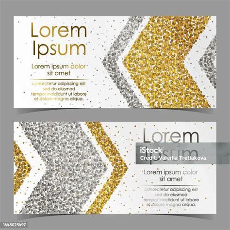 금색과 은색 색종이로 만든 화살표가 있는 카드 반짝임 반짝이 흰색 배경에 텍스트를 위한 공간 벡터 그림입니다 배너 디자인 로고 웹 초대장 비즈니스 파티 요소 건설 프레임에