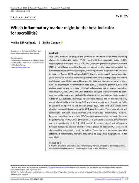 Pdf Which Inflammatory Marker Might Be The Best Indicator For Sacroiliitis
