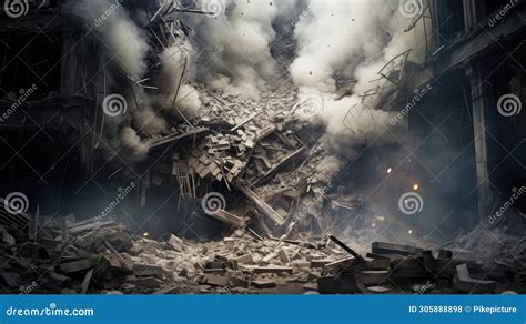 Rubble Collapsing Building Stock Illustration Illustration Of Collapsing 305888898