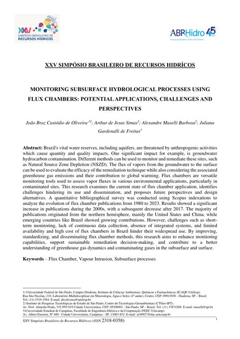 Pdf Monitoring Subsurface Hydrological Processes Using Flux Chambers