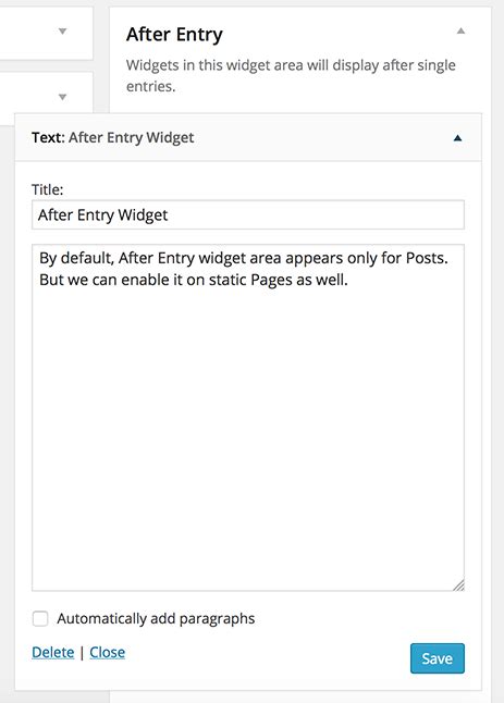 how to display after entry widget area on pages in genesis sridhar