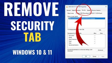 Add Or Remove The Security Tab From The Properties Window Windows 10