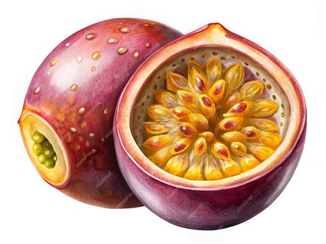 Passion Fruit Cut In Half Premium Ai Generated Vector