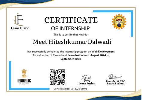 Meet Dalwadi On Linkedin Webdevelopment Internship Learnfusion