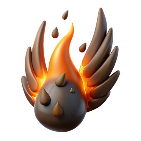 Serene Classic Fiery Orb With Wings 3d Render Detailed 56765667 Png