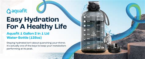 Aquafit 1 Gallon Water Bottle With Time Marker Straw