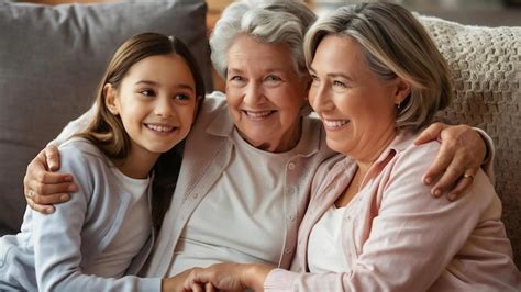 Grandmother Mother Daughter Premium Ai Generated Image