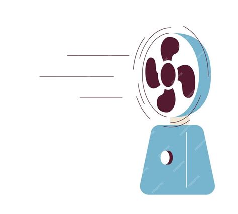 팬 불고 반 평면 색상 벡터 개체 여름 열 팬 전기 프로펠러 환풍기 흰색 배경에 편집 가능한 만화 클립 아트 아이콘 웹 그래픽 디자인을 위한 간단한 자리 그림 프리미엄 벡터