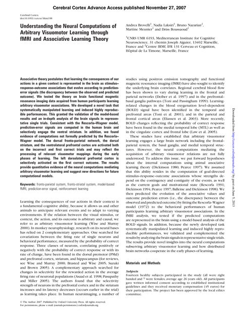 Pdf Understanding The Neural Computations Of Arbitrary Visuomotor Learning Through Fmri And