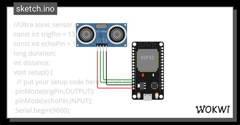 UltraSonicSensor Program Ino Wokwi ESP STM Arduino Simulator