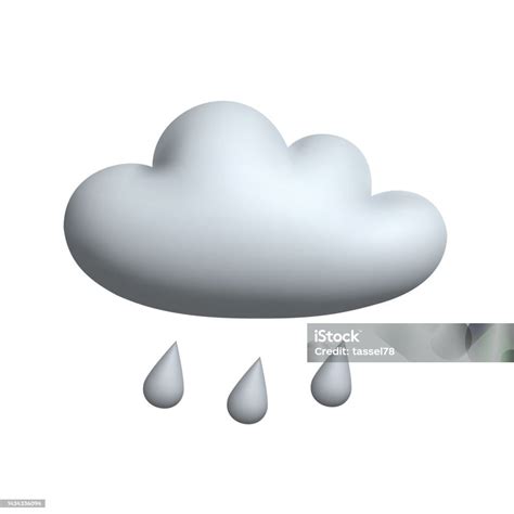 방울 비와 함께 하얀 구름 3d 벡터 아이콘입니다 만화 최소 스타일 3차원 형태에 대한 스톡 벡터 아트 및 기타 이미지 3차원 형태 계절 구름 Istock