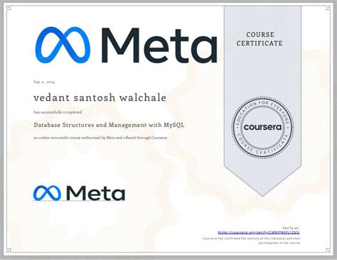 Vedant Walchale On Linkedin Databasemanagement Mysql Learning Coursera Meta