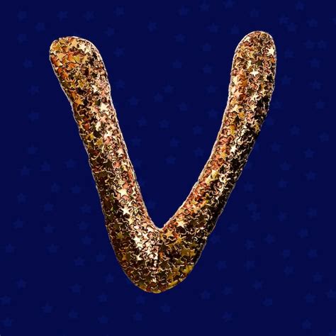 Premium Psd Golden Stars Alphabets V Glitter Text Effect Font In Psd