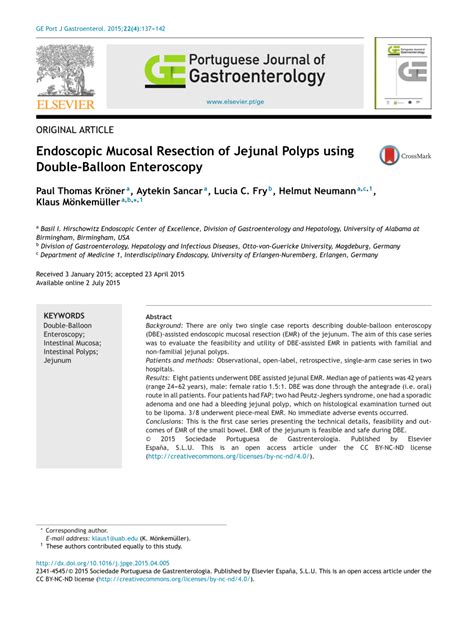 Pdf Endoscopic Mucosal Resection Of Jejunal Polyps Using Double Balloon Enteroscopy