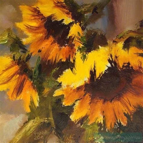 Три подсолнуха современный художник Гузенко Павел Картины живопись графика и Скульптуры