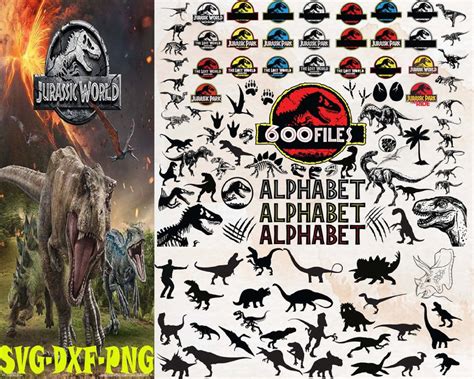 Jurassic Park Svg Bundle 600 Files Jurassic Park Svg Eps Png Dxf