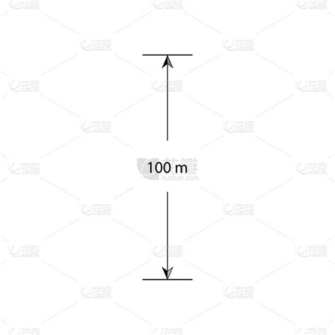 矢量测量距离箭头用于绘图。两个对象之间的距离为网页横幅，网页和移动应用程序，信息图表。股票矢量插图孤素材 花瓣网