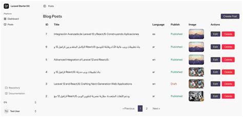 laravel 12 reactjs starter kit add multi language support arabic