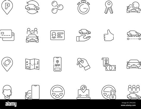 Car Rent Icon Urban Service Sharing Automobile Ride Transport Mobility Vector Symbols Set Stock