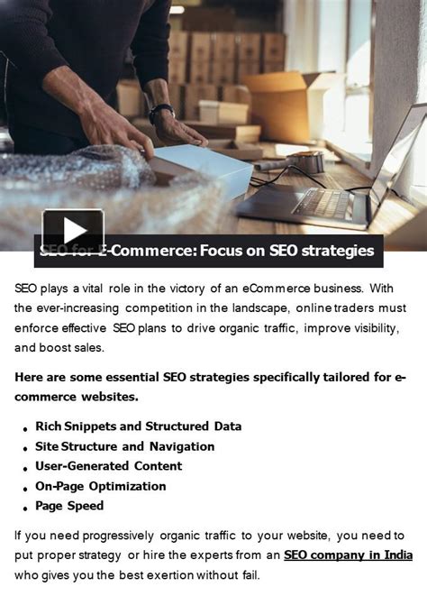 Ppt Seo For E Commerce Focus On Seo Strategies Powerpoint