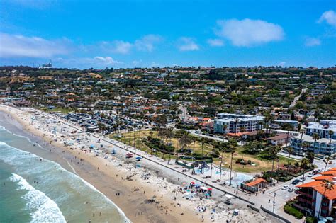 Aerial View Of La Jolla Shores Beach With The Park And Homes Up In The