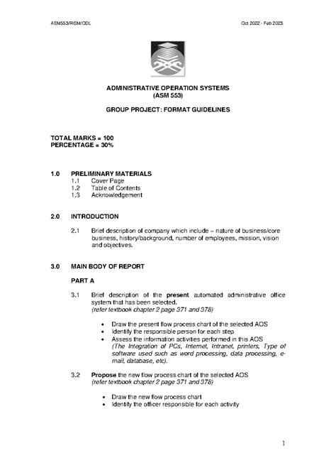 Assignment 3 Guidelines For Group Project Asm553rismodl Oct 2022
