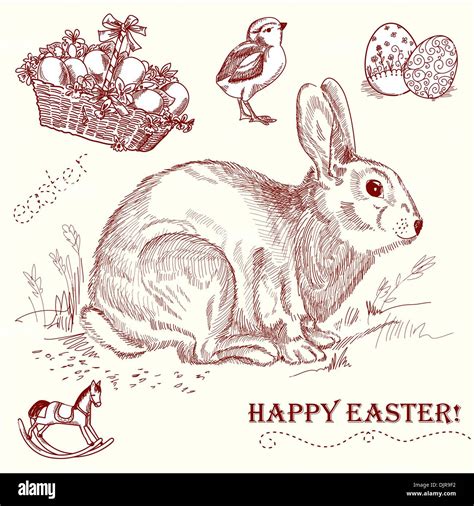 Vintage Easter Rabbit Stock Vector Image And Art Alamy