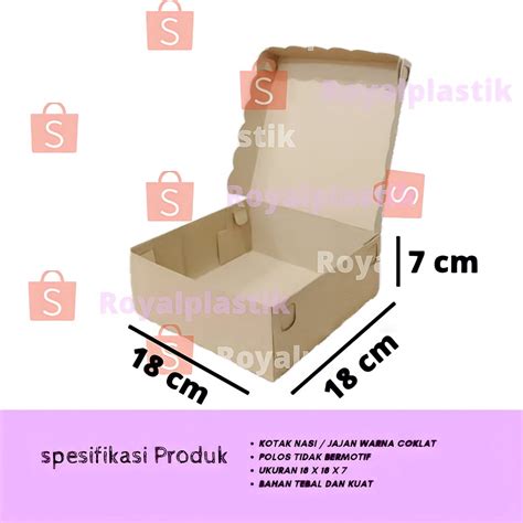 Jual Kotak Nasi Coklat Box Kraft Dus Nasi Ukuran 18 X 18 R18 Warna