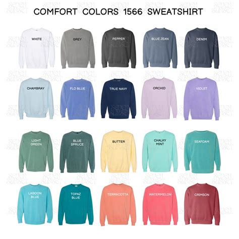 Comfort Colors 1566 Sweatshirt Mockup Comfort Colors 1566 Color Chart