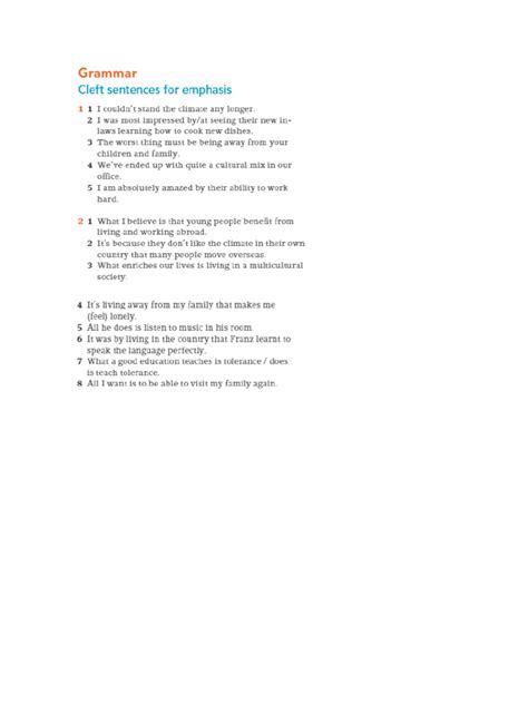Cleft Sentences Key Pdf