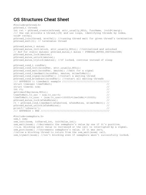 Operating Systems Cheat Sheet Pdf C Programming Language 64 Bit