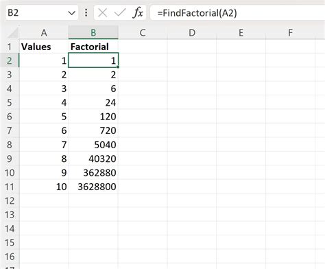 comment créer une fonction factorielle dans vba avec exemple statorials