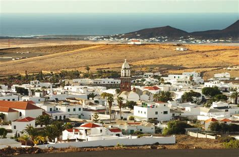 Teguise City View From Mount Guanapay Lanzarote Stock Image Image Of